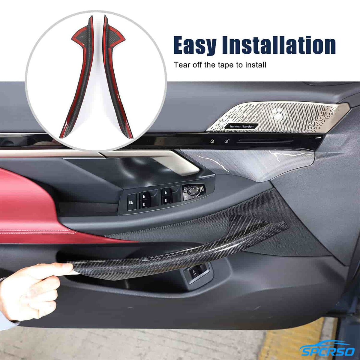 SPCRSO Carbon Fiber Window Lift Switch Trim Frame for BMW 5 Series G60 ...